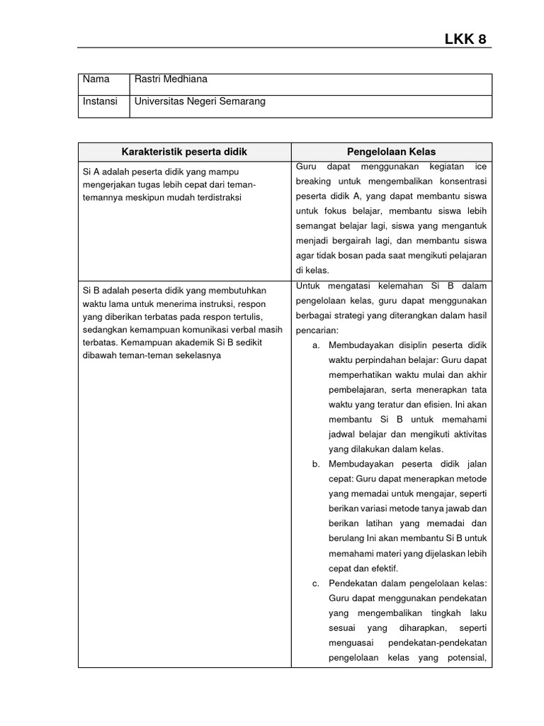 Strategi Pengelolaan Kelas Efektif | PDF | Karier & Perkembangan ...