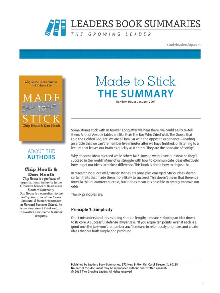 Made To Stick | PDF | Knowledge | Self Actualization