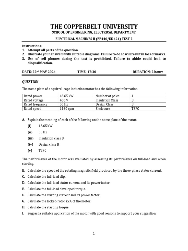 EE 440 Test 2 2023-2024 | PDF