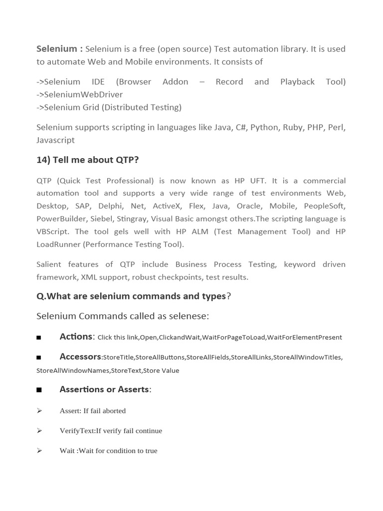 Automation Test Pdf Selenium Software Class Computer Programming