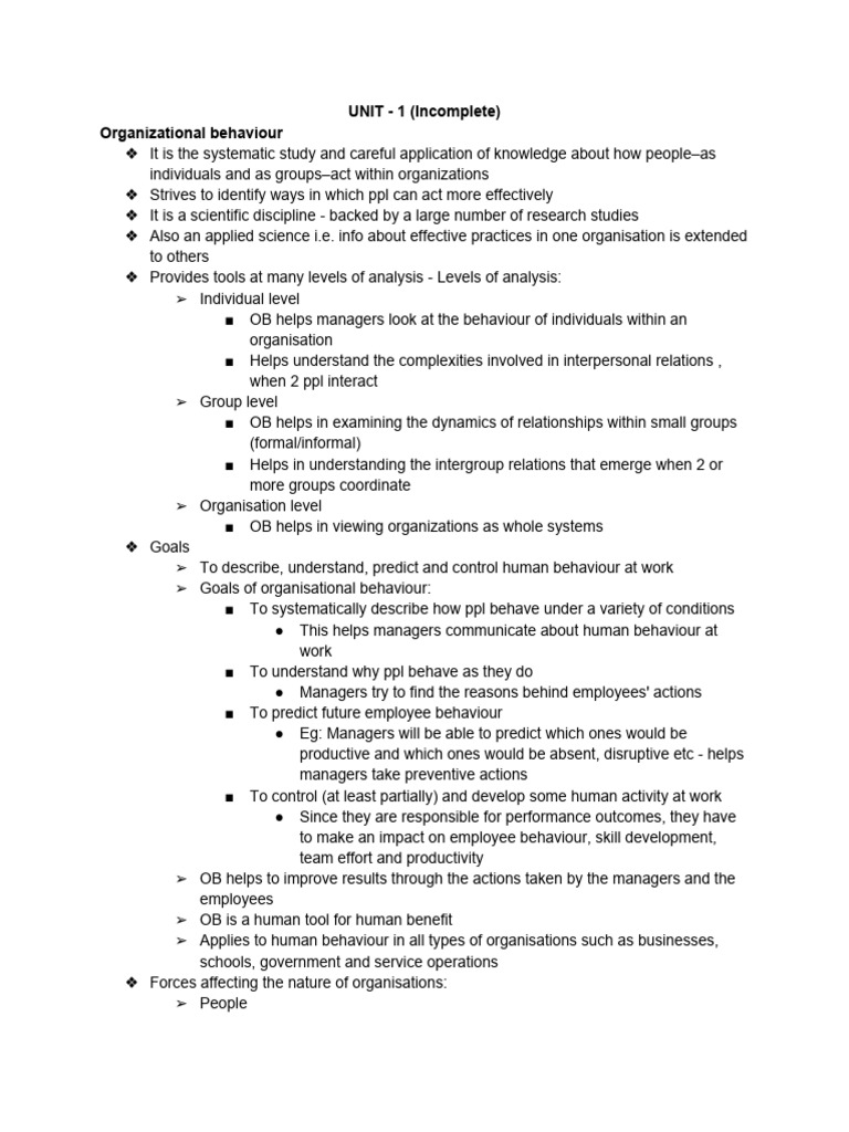 Organizational Behaviour Notes | PDF | Theory | Motivational