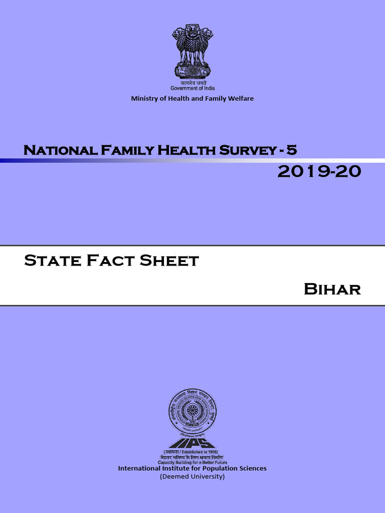 Bihar Nfhs 5 Factsheet Pdf Blood Pressure Family Planning