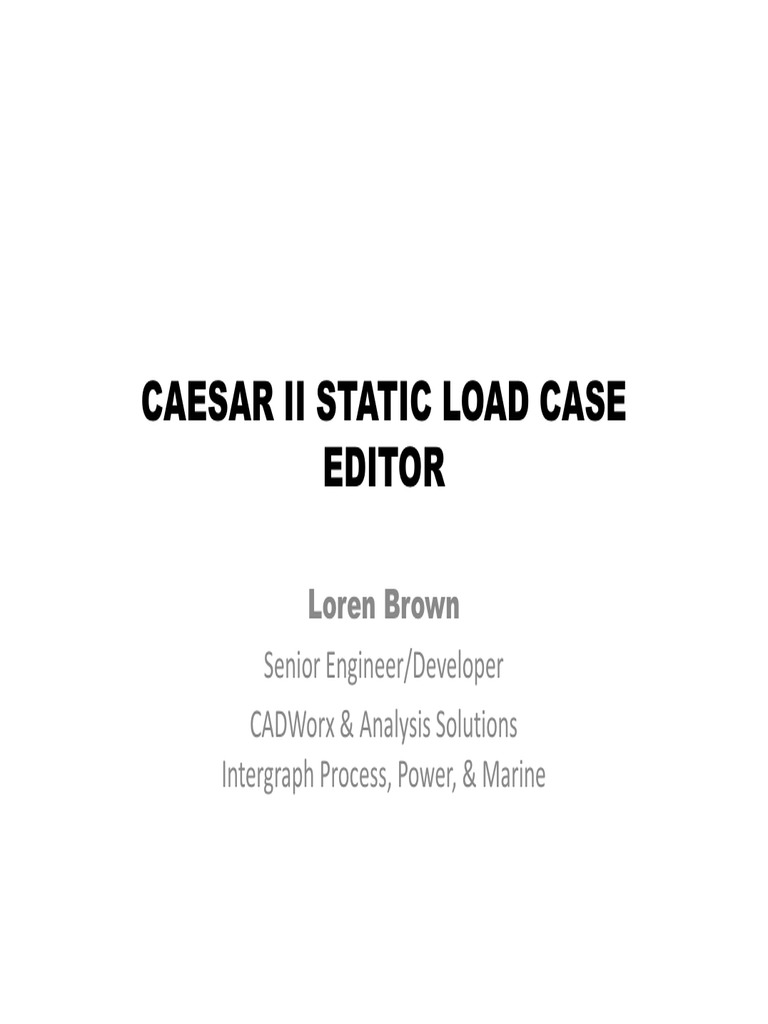 CaesarII Load Cases | PDF | Young's Modulus | Elasticity (Physics)