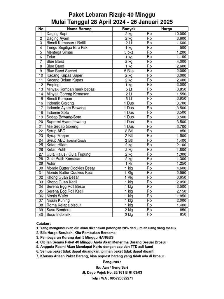 Paket Lebaran 2024 - 2025 | PDF