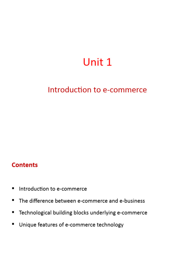 Unit-1 - Introduction To E-Commerce | PDF | E Commerce | Electronic Business