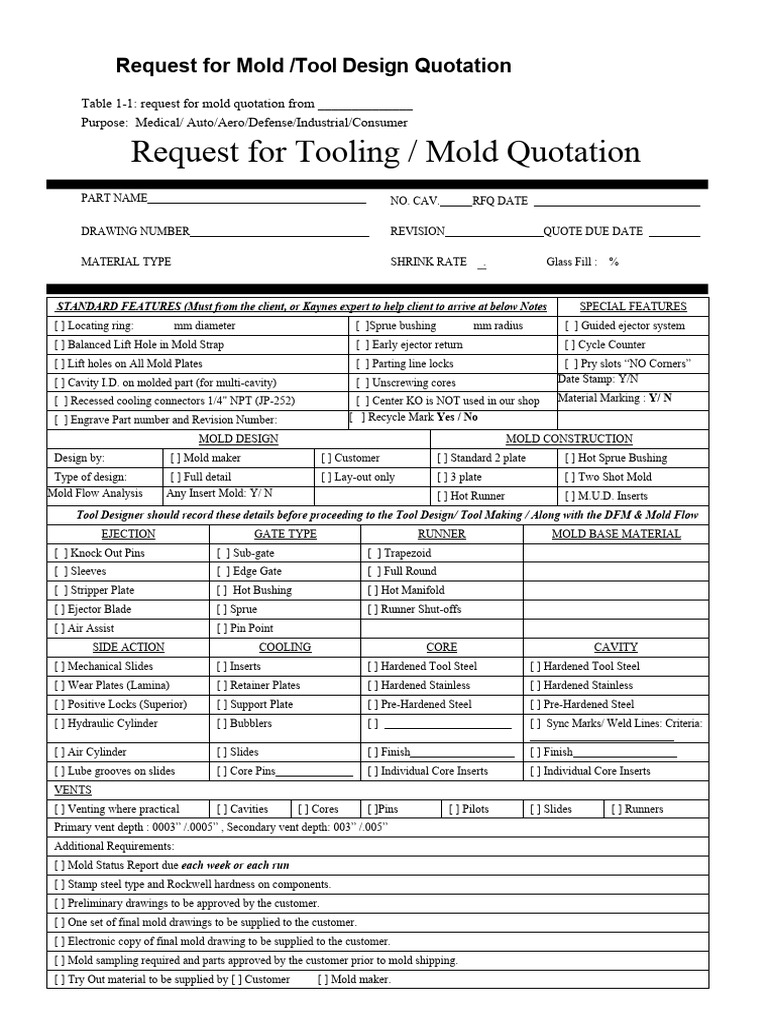 RFQ For INjection Molding | PDF | Engineering Tolerance | Plastic