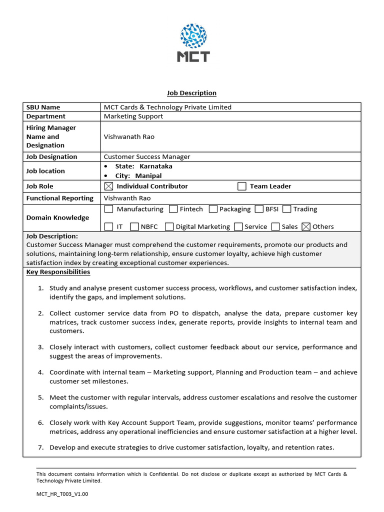 JD-Customer Success Manager | PDF | Customer | Business