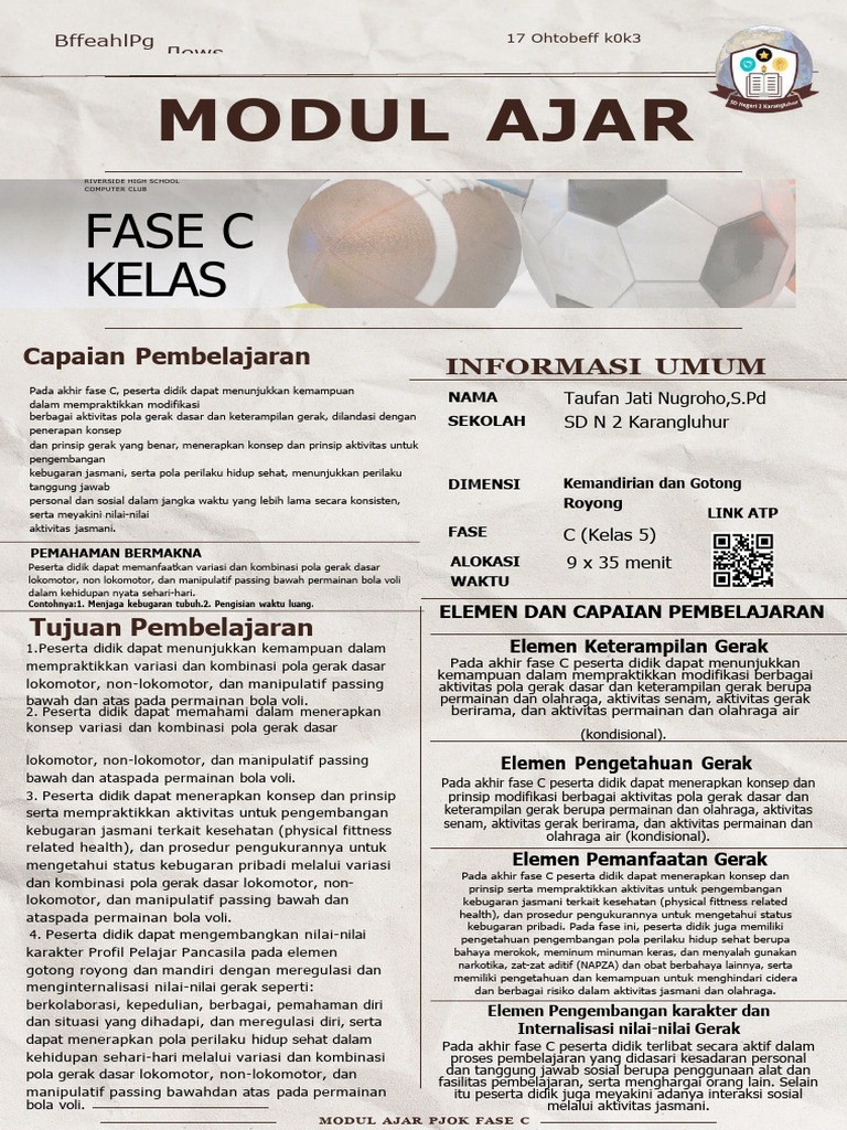 Modul Ajar Pendidikan Jasmani, Olahraga, dan Kesehatan (PJOK) - Modul Ajar Diferensiasi Bola ...