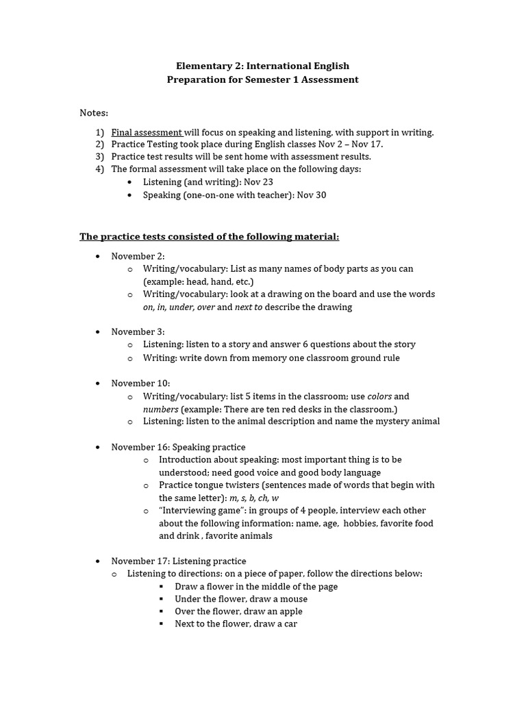 Elementary English Assessment Guide | PDF | Classroom | Vocabulary