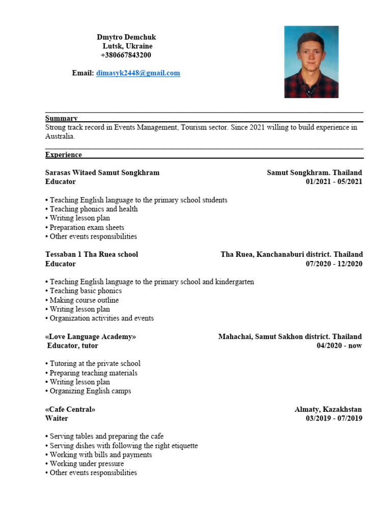 CV Dmytro Demchuk | PDF | Ukraine