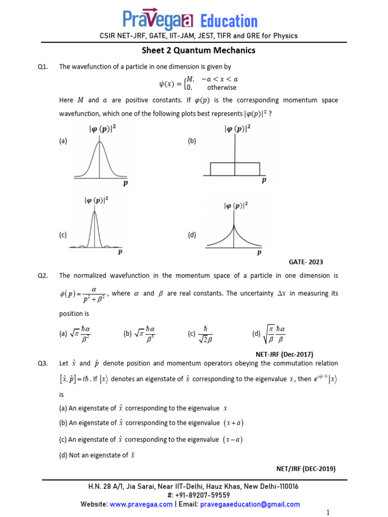 Quantum Mechanics Exam Questions | PDF | Physics | Theoretical Physics