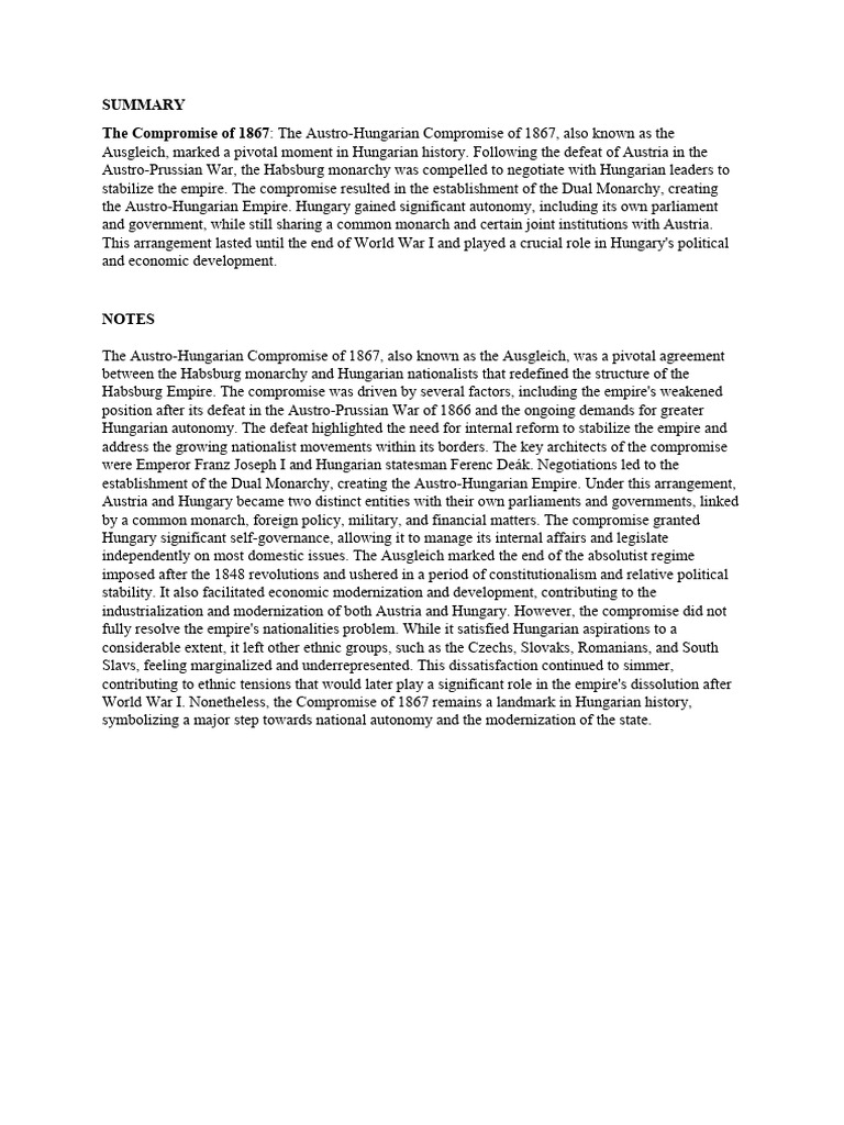 Austro-Hungarian Compromise of 1867 | PDF | Austria Hungary | Europe