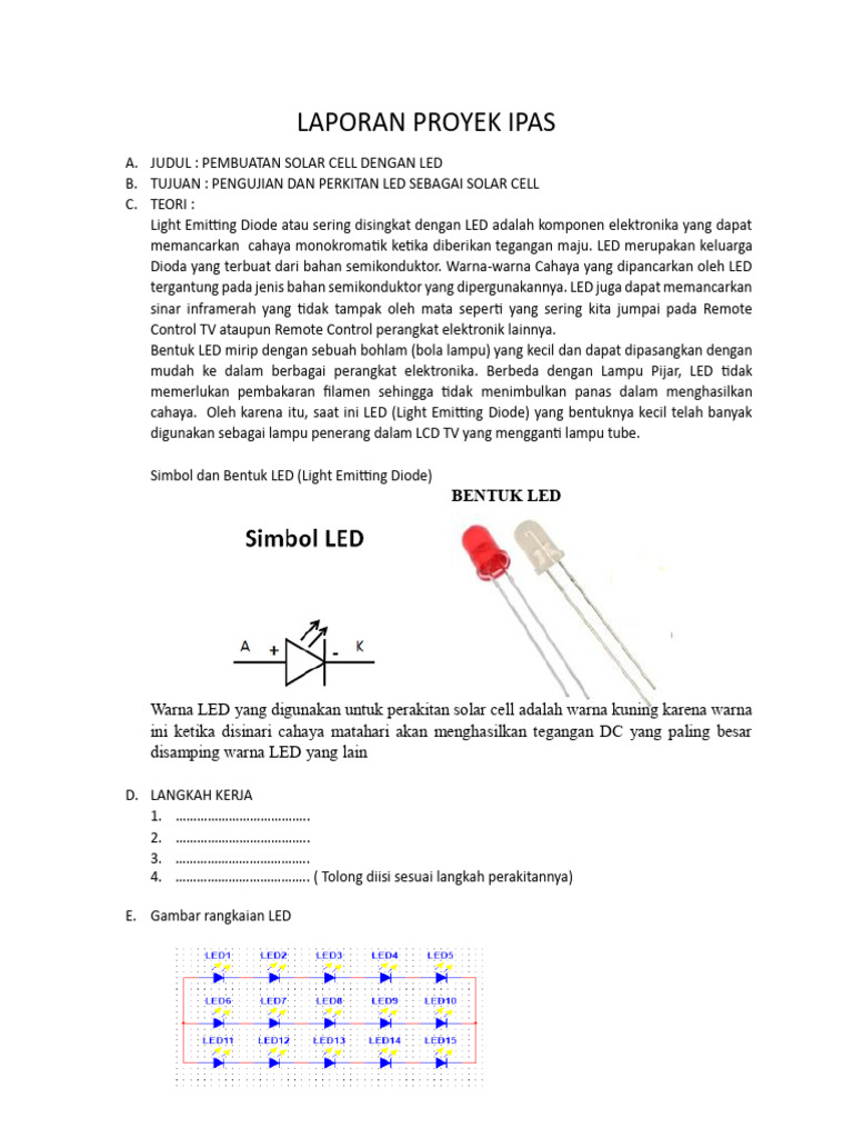 Laporan Proyek IPAS LED Sebagai Solar Cell | PDF