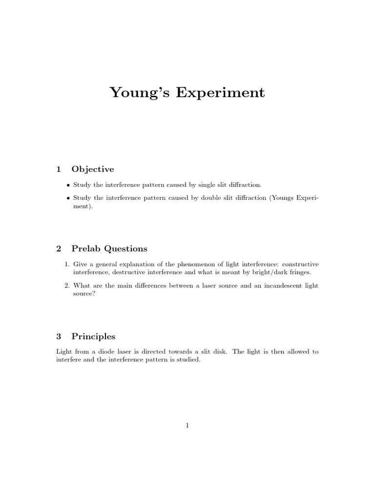 Youngs Experiment | PDF | Diffraction | Wavelength