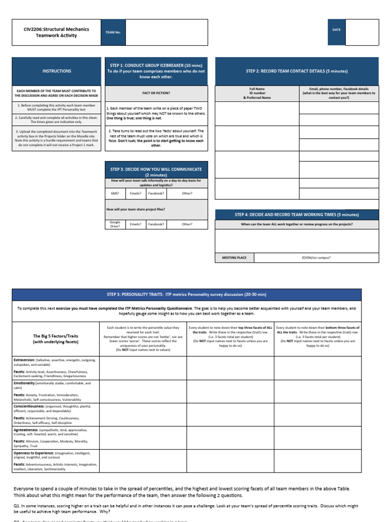 Team Building & Personality Analysis Activity | PDF | Extraversion And ...