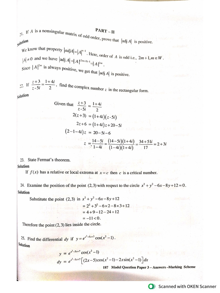 Model Paper 3 Solutions | PDF