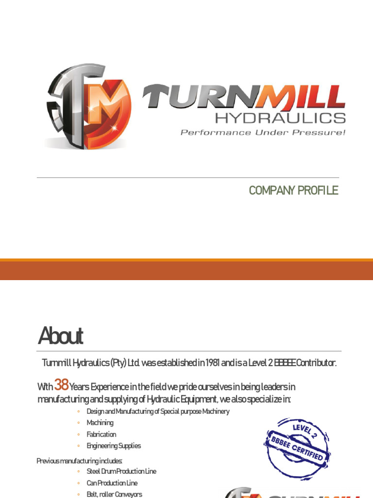 Turnmill Hydraulics Company Profile | PDF | Equipment | Secondary ...