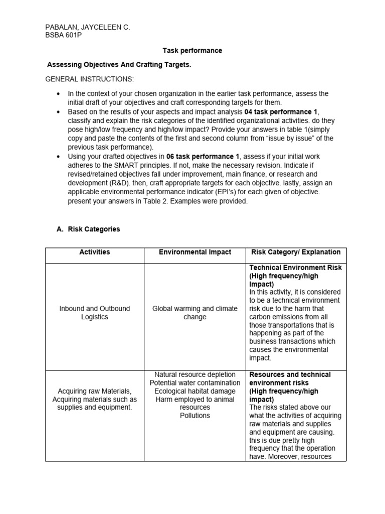 07 - Task Performance 1 | PDF | Waste | Risk
