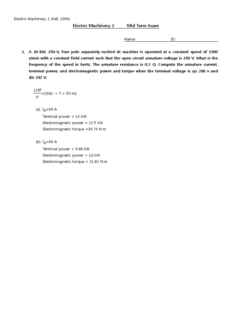 Mid_term_solution | Download Free PDF | Electric Motor | Electrodynamics