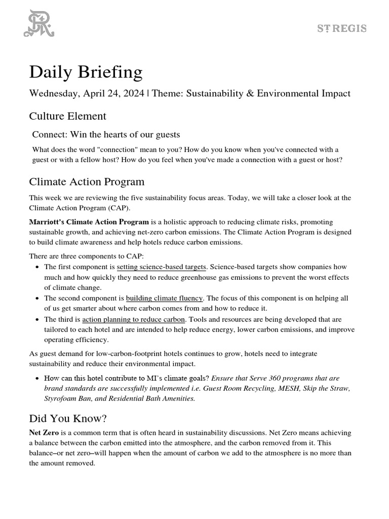 Marriott's Climate Action Program | PDF | Climate Change Mitigation ...