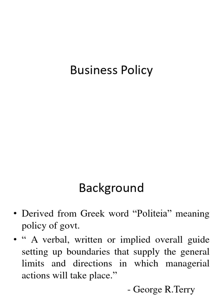 Understanding Business Policy Essentials | PDF | Policy | Business
