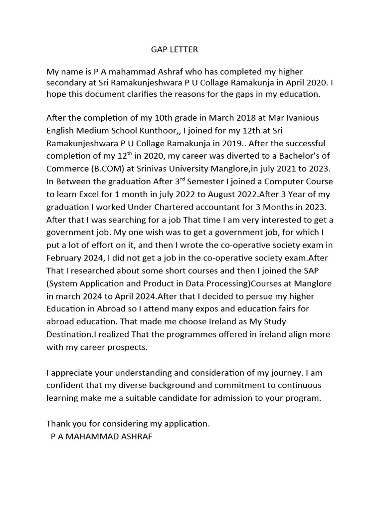 Gap Letter Ashraf Copy 1 | PDF