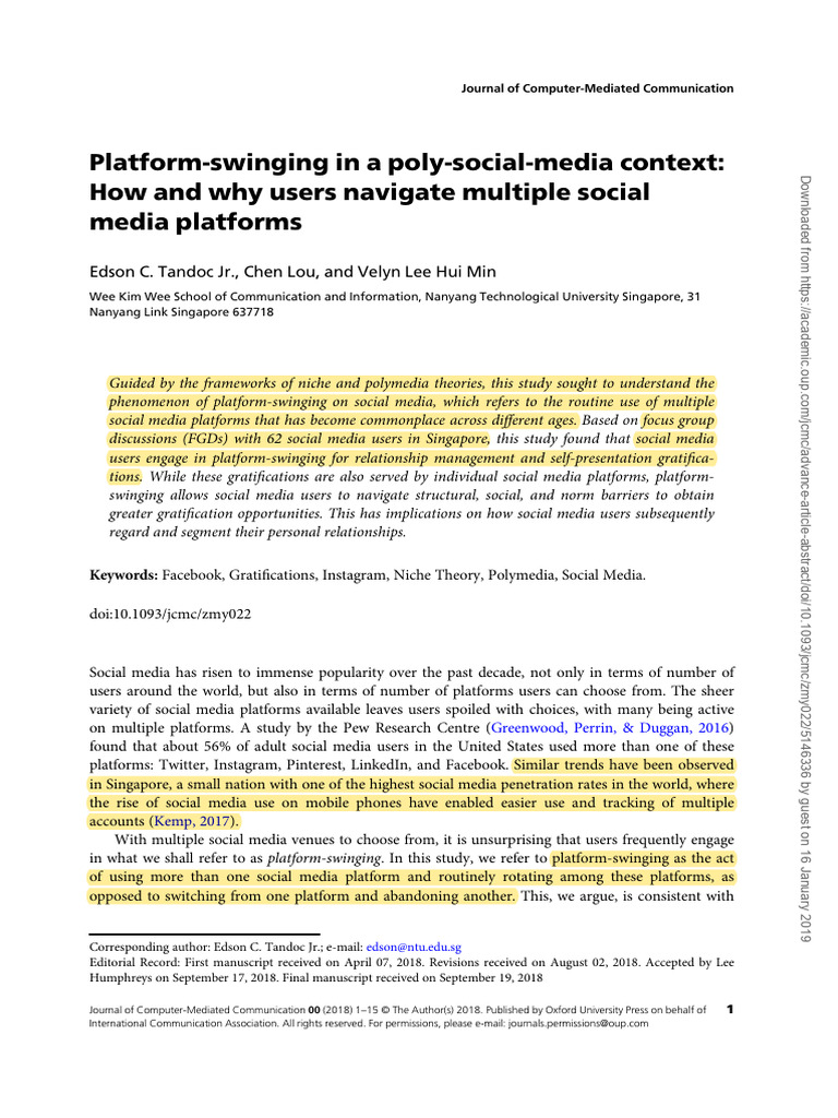 Tandoc Et Al (2018) JCMC | Download Free PDF | Social Media | Popular ...