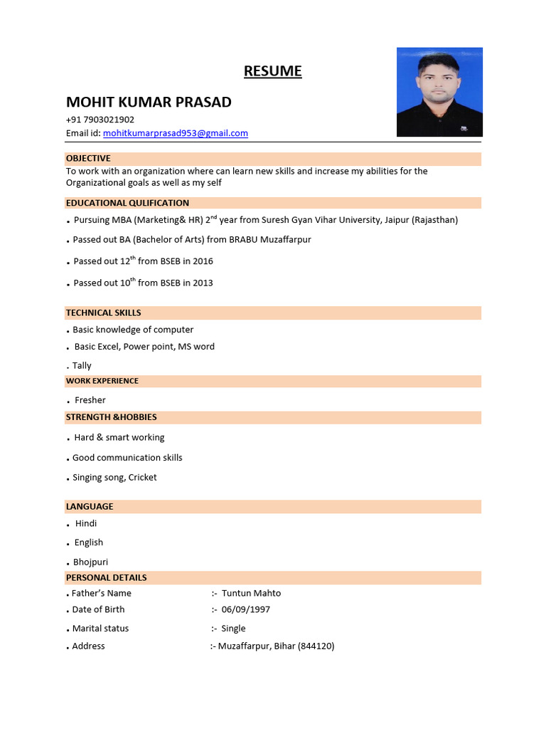 Resume Mohit Pdf