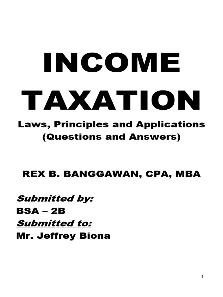 Income Taxation Banggawan BSA 2B PDF | PDF | Taxes | Property Tax