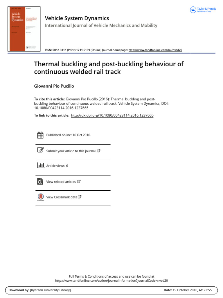 Thermal Buckling And Post Buckling Behaviour Of Continuous Welded Rail