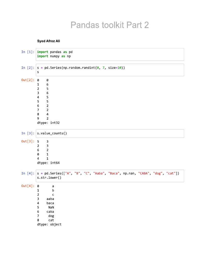 Pandas Toolkit Part 2 | PDF