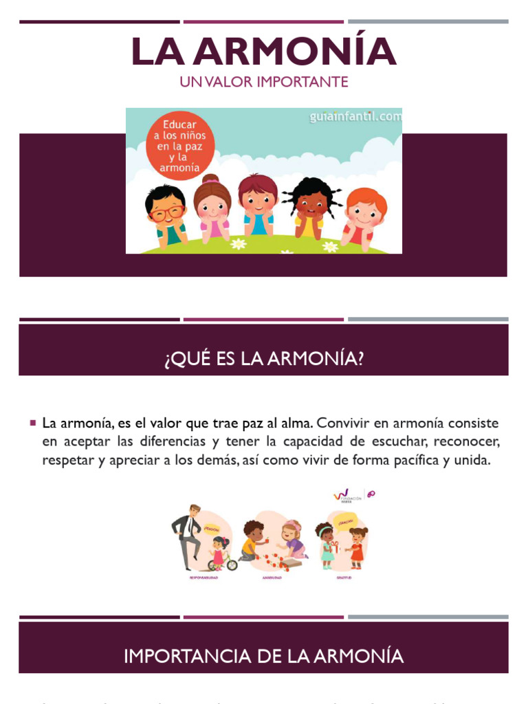 La Armonía como Valor Esencial | PDF | Relaciones personales, crianza y ...