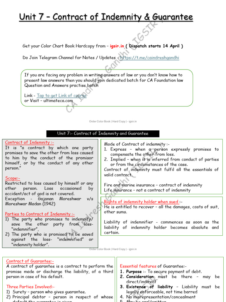 Unit 7 ICA Charts Important | PDF | Guarantee | Legal Concepts