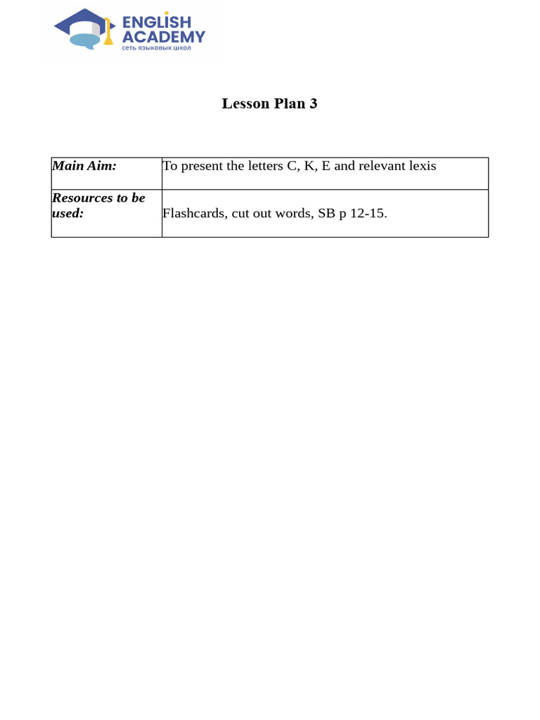 Lesson Plan 3: Main Aim: Resources To Be Used | PDF | Letter Case ...