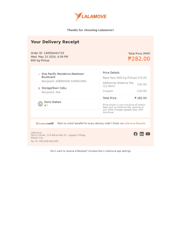 Order Receipt 7 | PDF