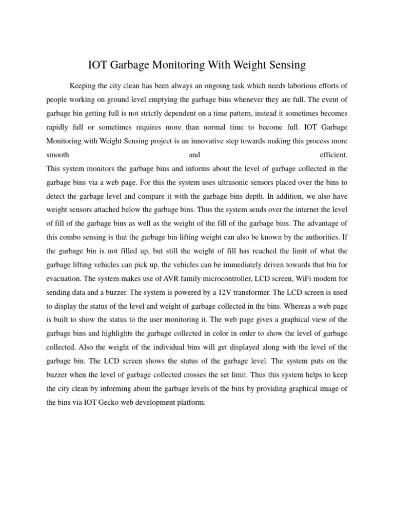 IOT Garbage Monitoring With Weight Sensing | PDF | Sensor | Internet Of ...