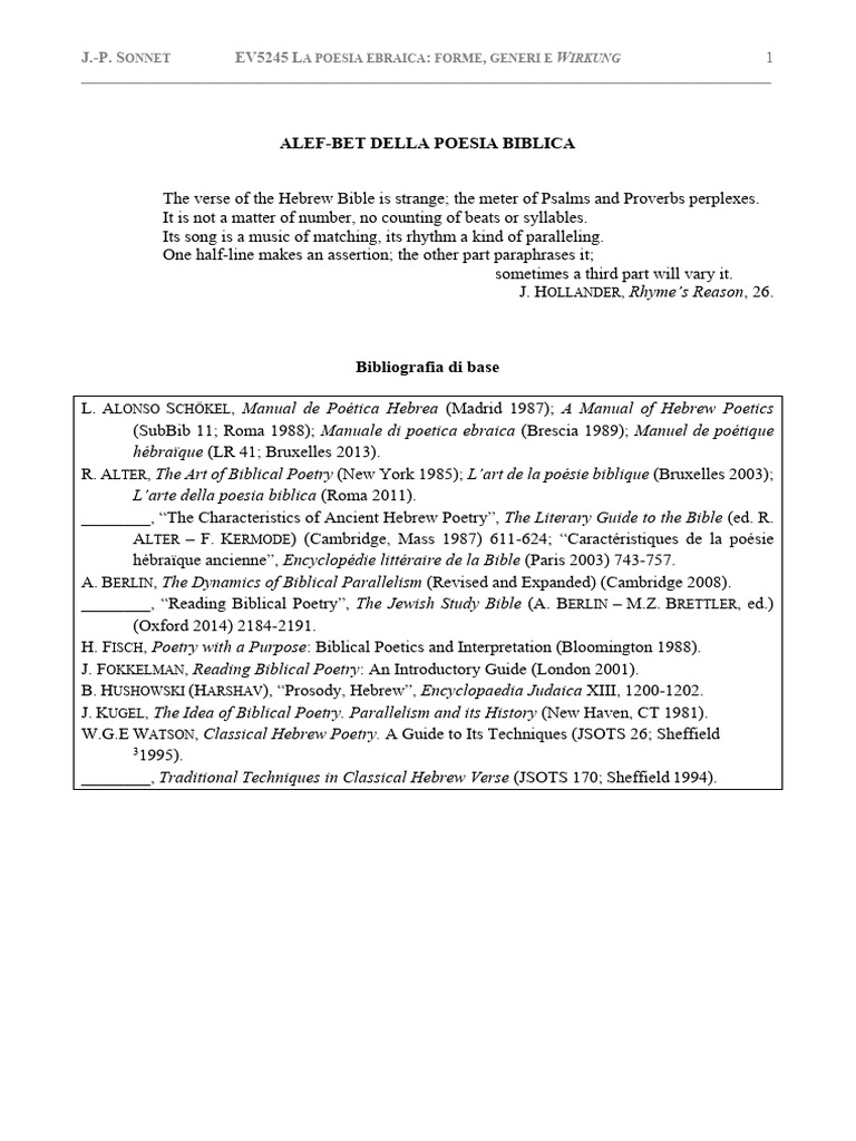 Poesia Bib Lica Dispense 1 | PDF | Poetry | Metre (Poetry)