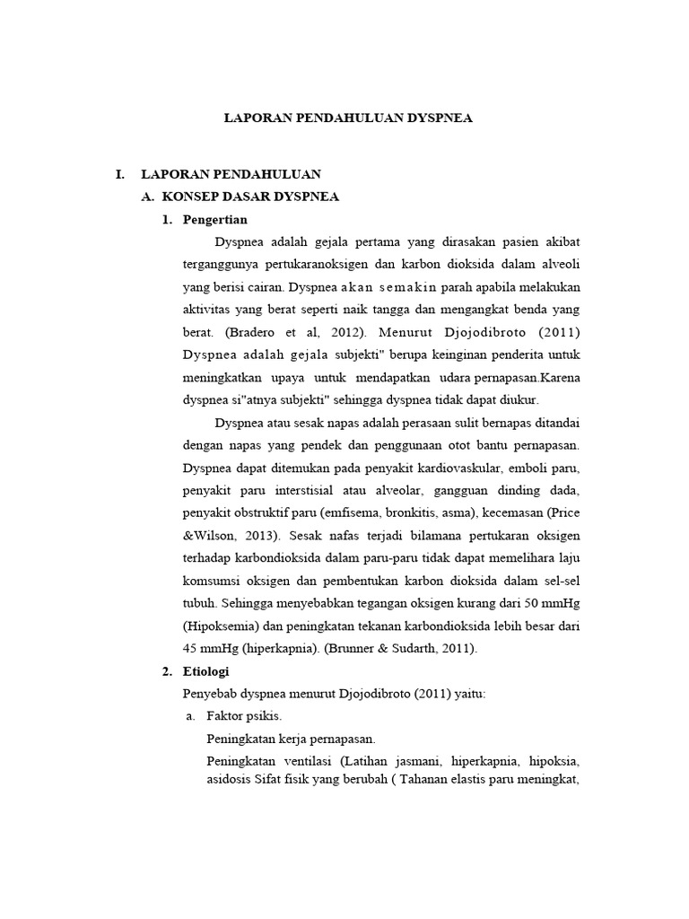 Laporan Pendahuluan Dyspnea | PDF