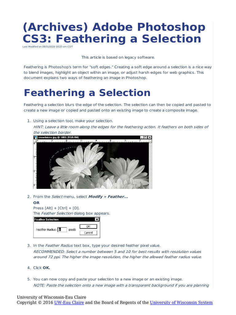 (Archives) Adobe Photoshop CS3 - Feathering A Selection | PDF | Adobe ...