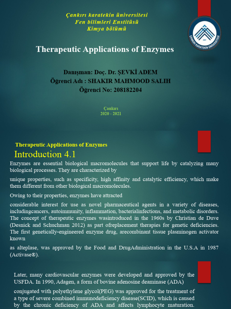 Therapeutic Applications of Enzymes | PDF | Protein Domain | Metabolism