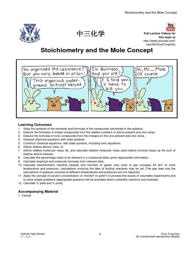 Chemistry Mole Concept | PDF | Stoichiometry | Mole (Unit)