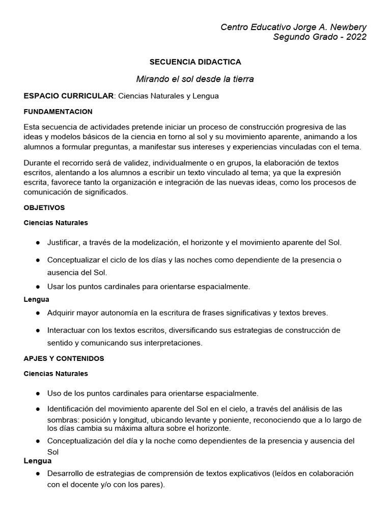 SEC. DIDACT - Mirando El Sol Desde La Tierra | PDF | Cielo | Dom