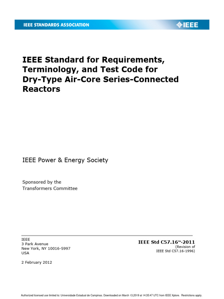 IEEE Standard For Requirements, Terminology, and Test Code For Dry-Type ...