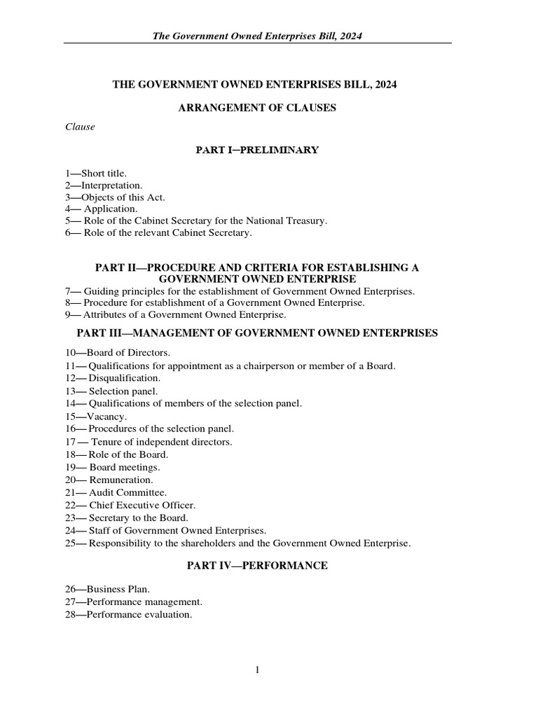 Govt Enterprises Bill: Key Provisions | PDF | Audit | Business