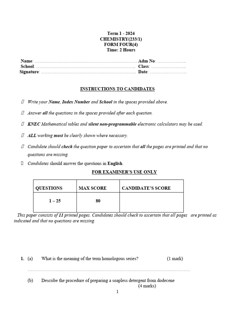 Chemistry Pp1 Form 4 Question Paper 1 Pdf Precipitation