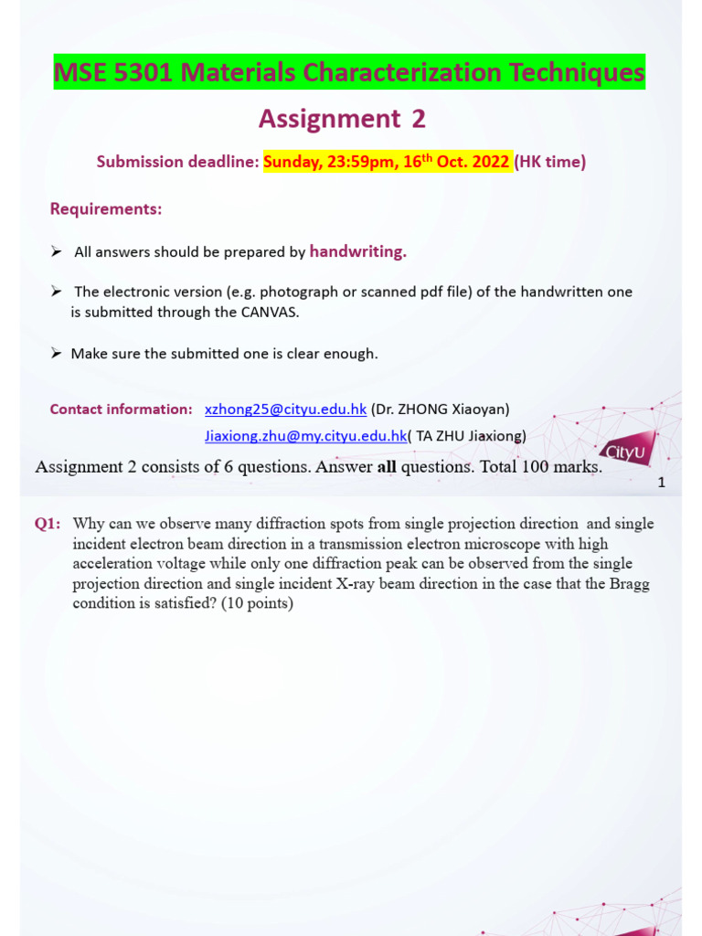 Homework 2 (1) | PDF | Crystal Structure | Electromagnetic Radiation