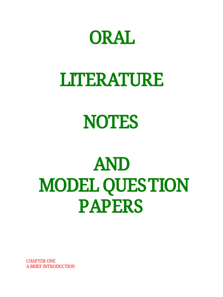 Oral Literature Notes 1 | PDF | Narrative | Proverb