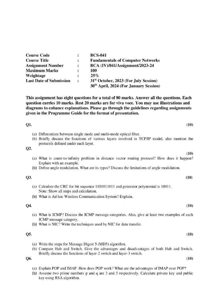 BCS 041 2023 24 | PDF