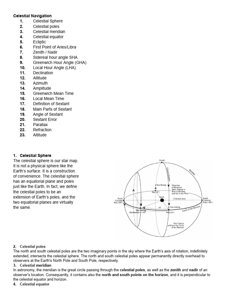 Celestial Navigation Basics | PDF | Horizon | Equator