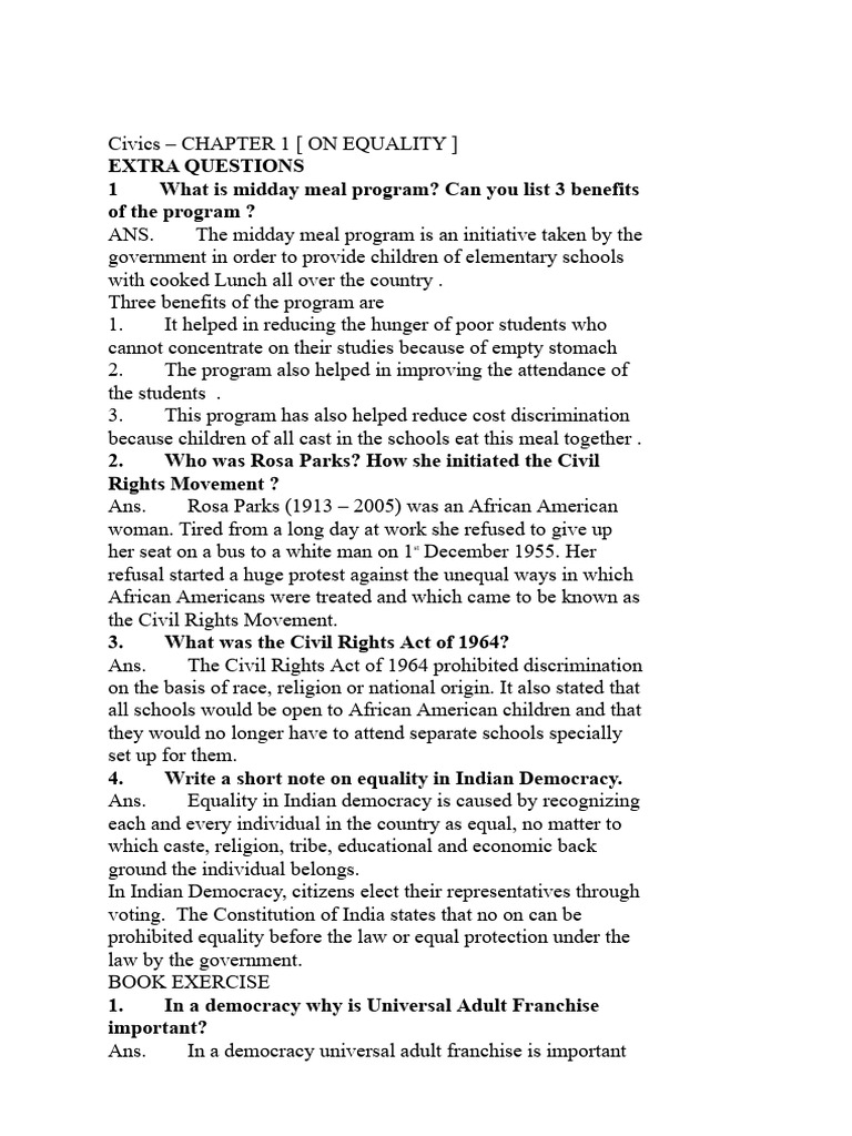 Class Vii On Equality (Notes) | PDF | Discrimination | Caste